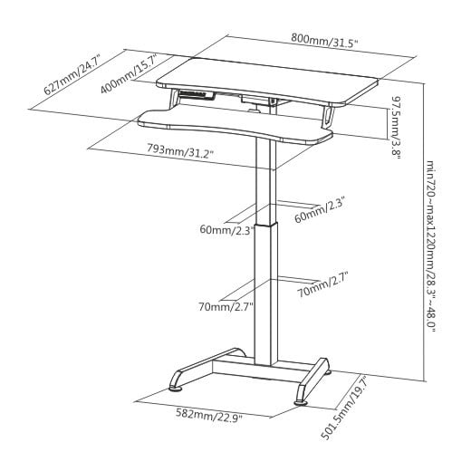 Electric Two Layered Height Adjustable Table With Lockable Wheels ...