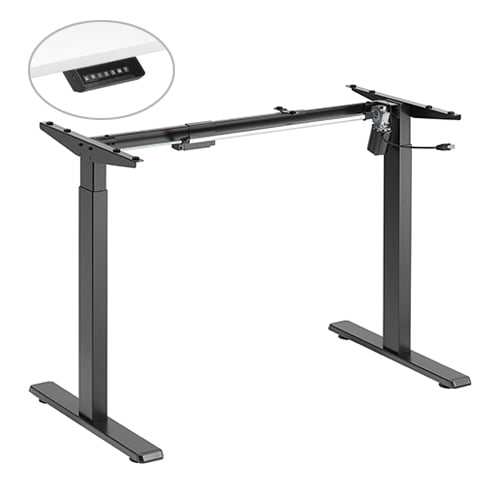 Single Motor Height Adjustable Desk With Top And Electric Panel (Black ...