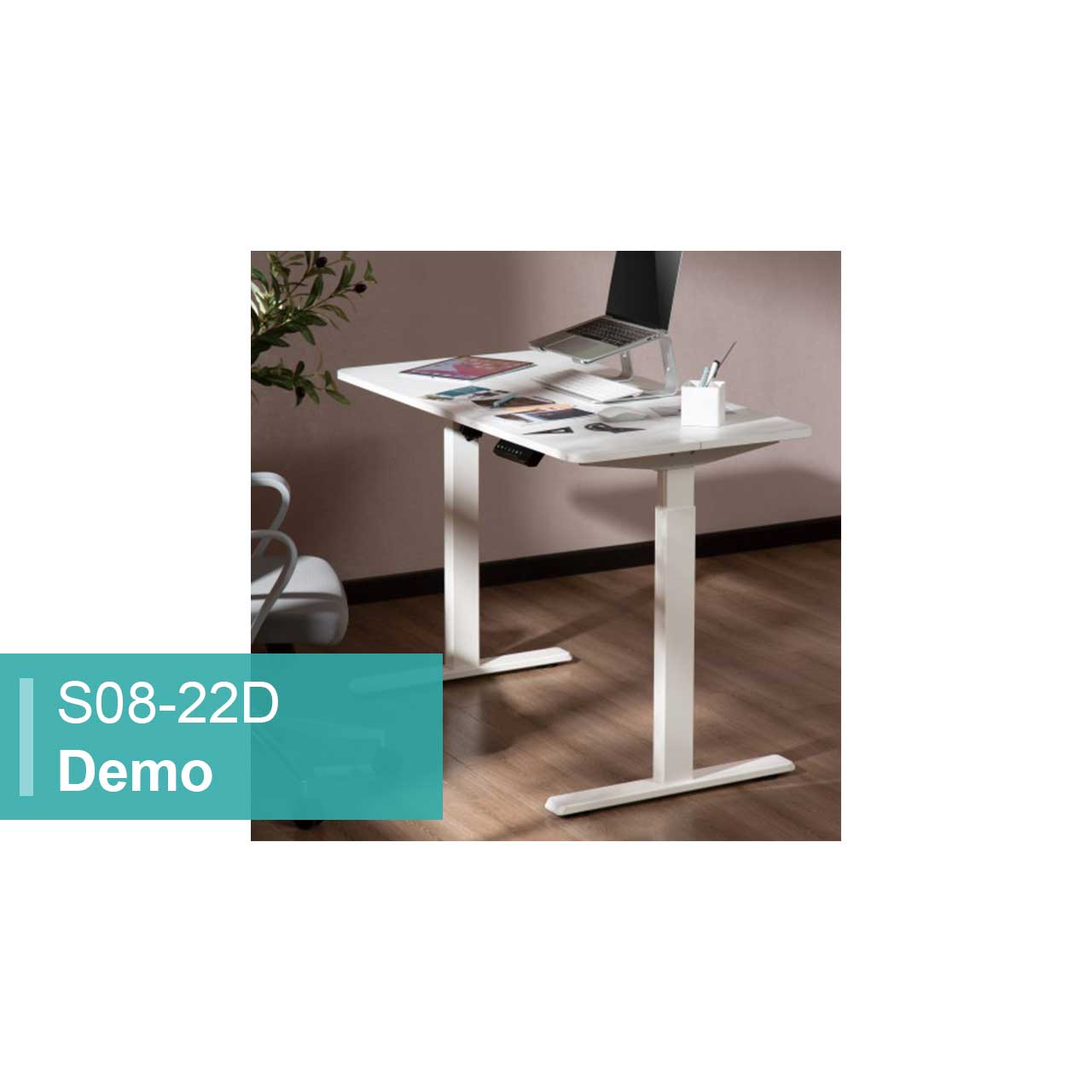 Single Motor Height Adjustable Desk With Top And Electric Panel (White ...