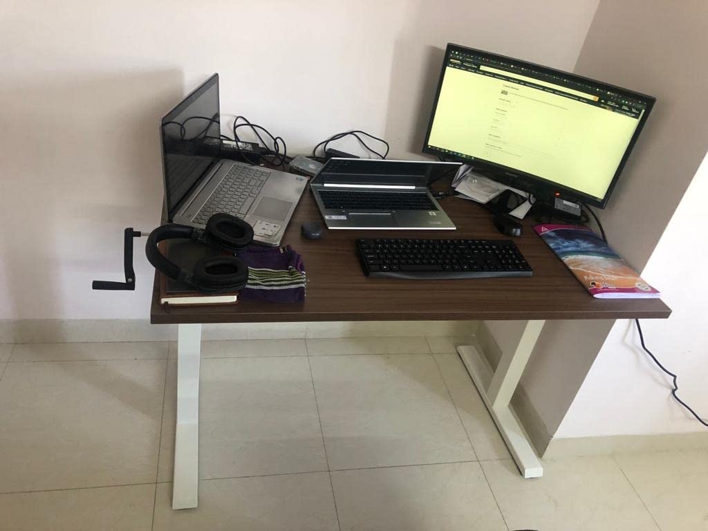 Manual Standing Desk With Top (Black Frame) | Height Adjustable Desk