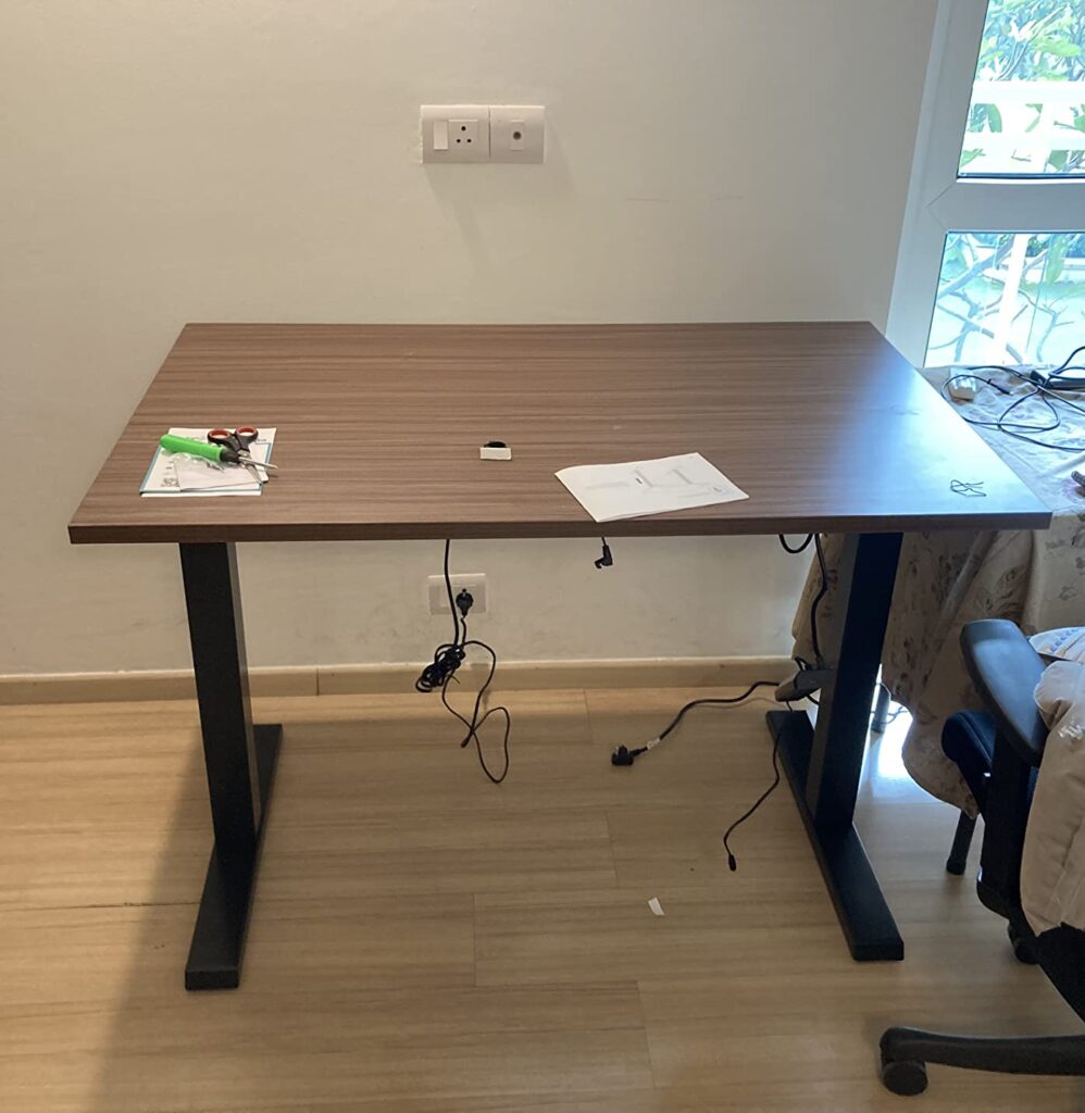 Single Motor Height Adjustable Desk With Top And Electric Panel (Black ...