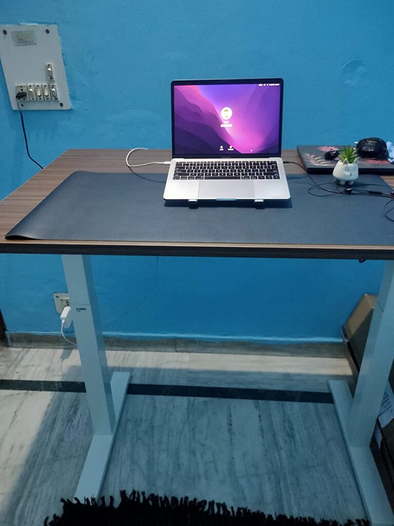 Single Motor Height Adjustable Desk With Top And Electric Panel (Black ...