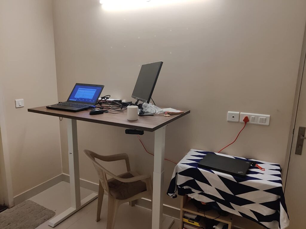 Manual Standing Desk With Top (Black Frame) | Height Adjustable Desk