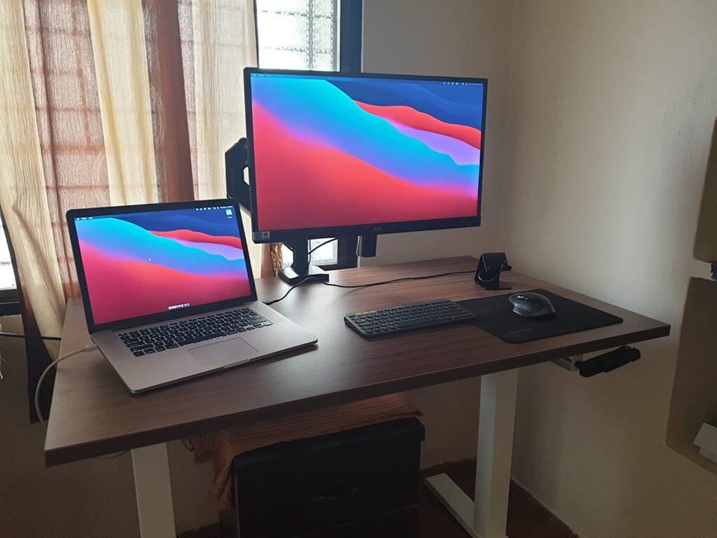 Manual Standing Desk With Top (Black Frame) | Height Adjustable Desk