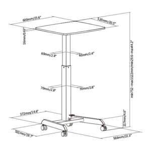 Gas Spring Height Adjustable Laptop Table (Black) | Hydraulic Mobile ...