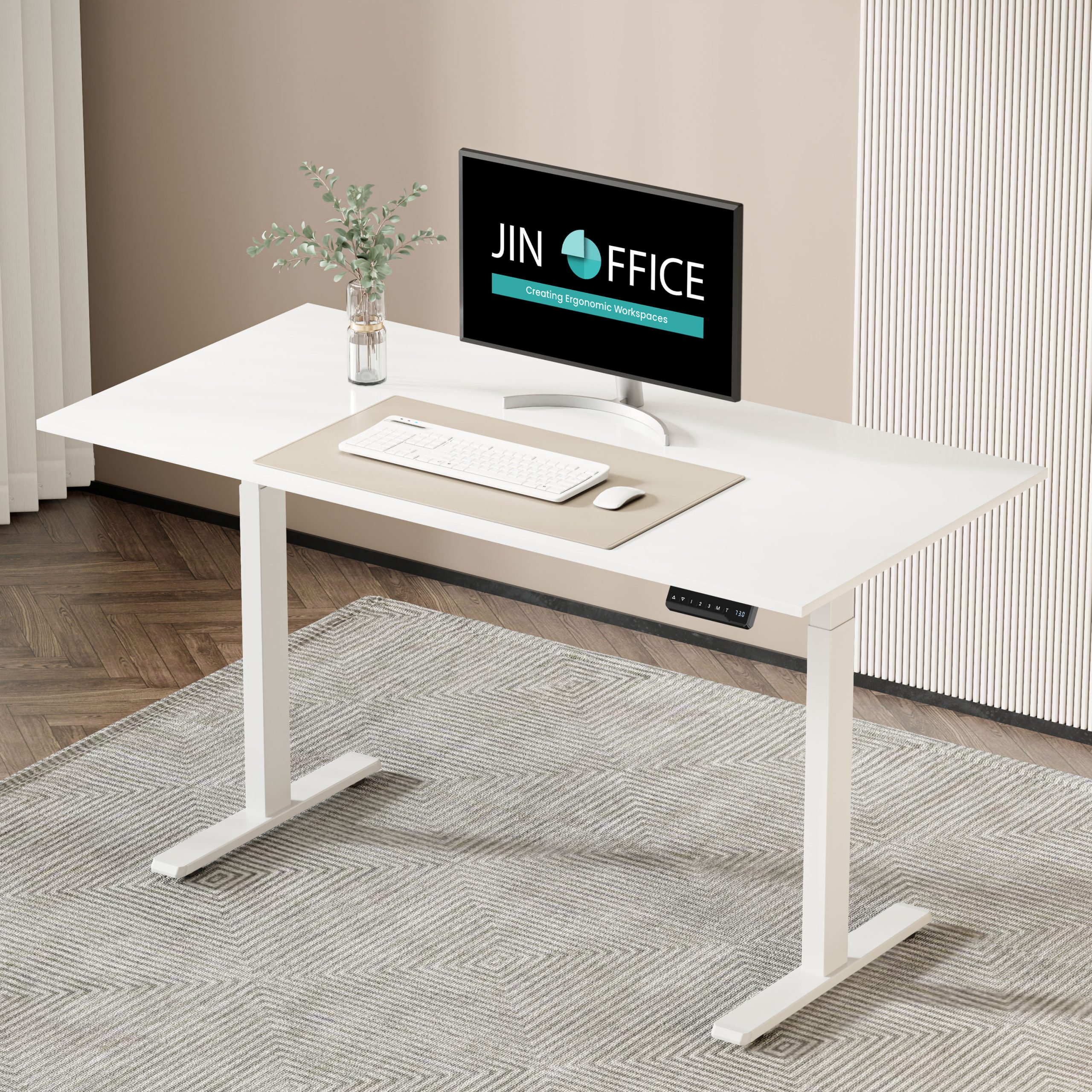 Electric Height Adjustable Desk White|25mm Thick Pre Drilled Top |100kg ...