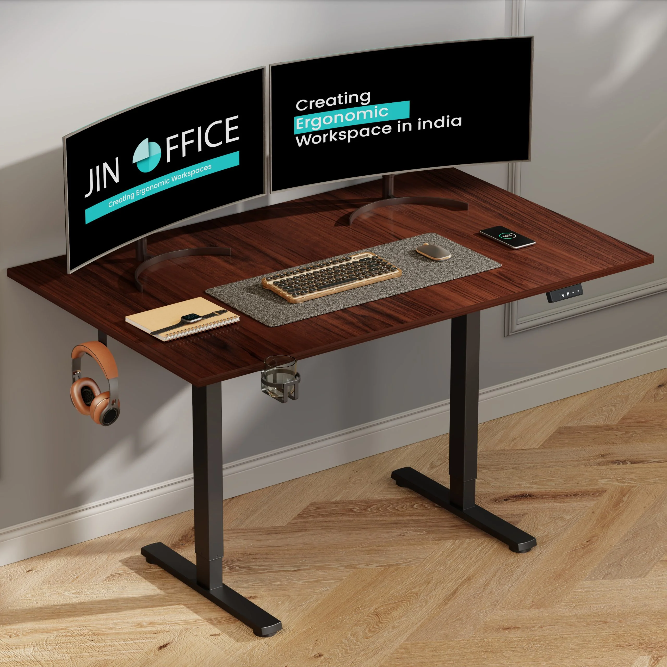 Single Motor Adjustable Desk Black |2 Year Waranty,80kg Capacity|25mm ...